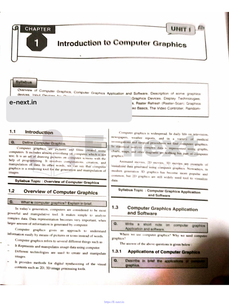 Unit-1 Introduction To Computer Graphics A | PDF