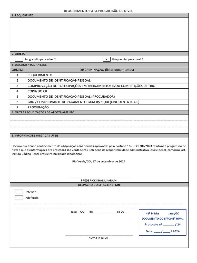 12 - Modelo de Req Progresso de Nvel FRED KARAM | PDF