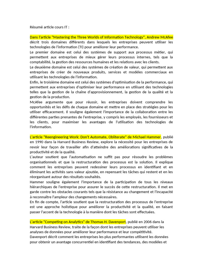 Résumé Articles TI | PDF