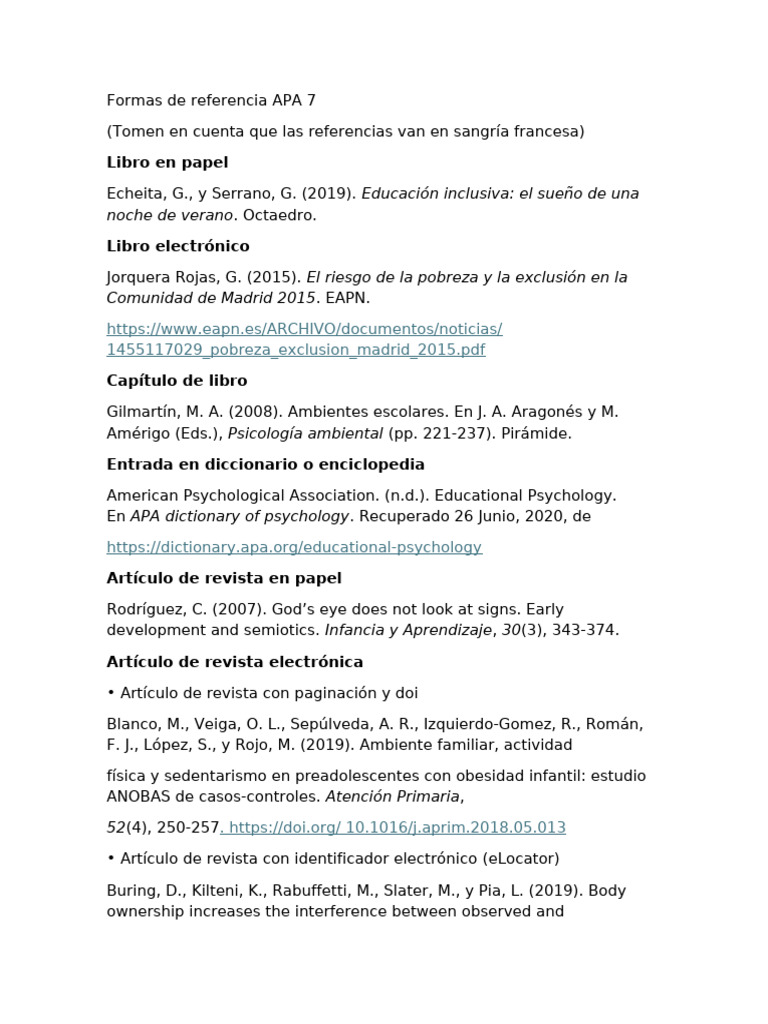 Formas de Referencia APA 7 | PDF