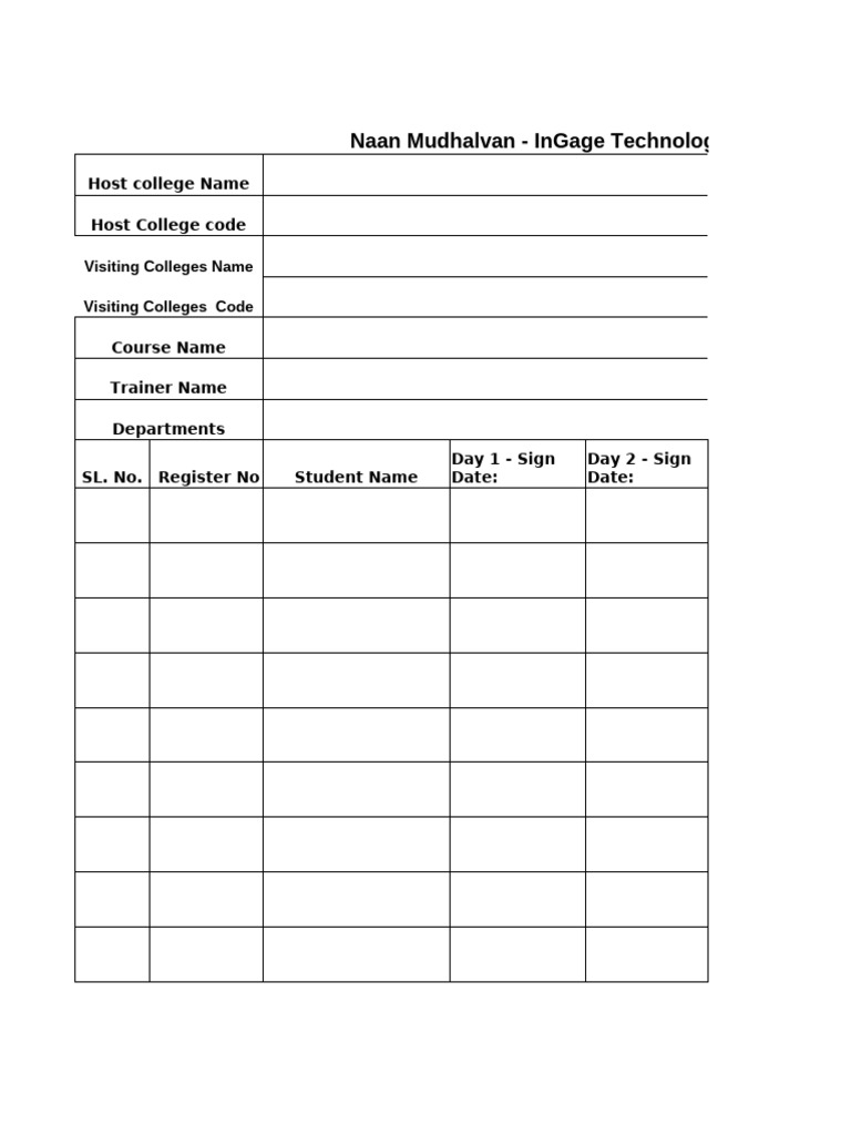 Physical Attendance Format - Print (Physical Class) | PDF