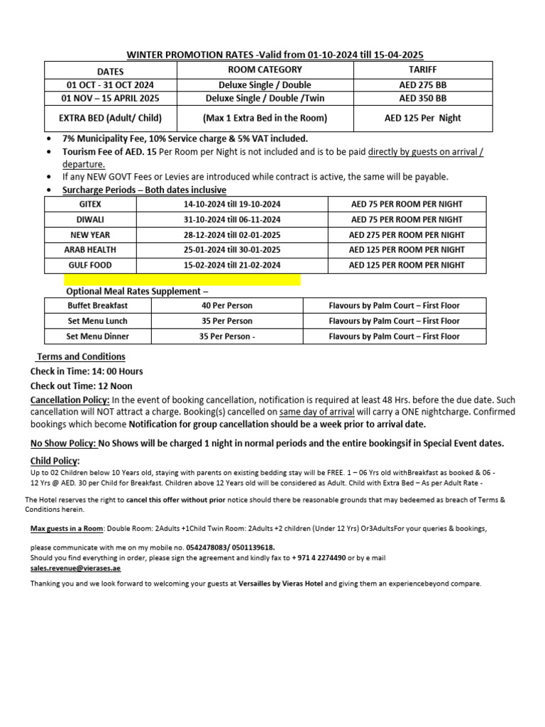Winter Promotional Rates Letter 2024 - 2025.. | PDF