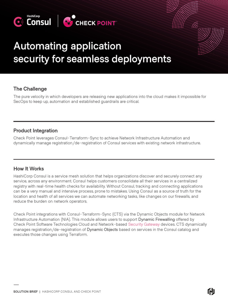 Hashicorp Consul Check Point Solution Brief | PDF