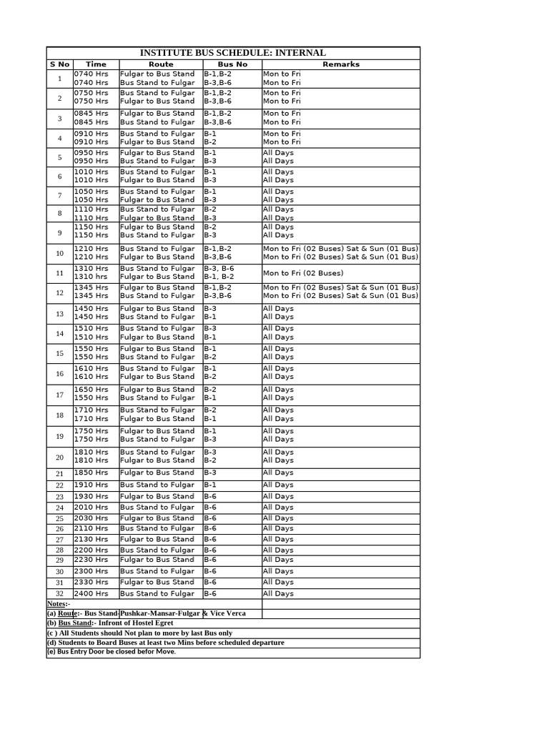 Revised Bus Schdule DT 10 Sep 2024 | PDF | Bus | Vehicles