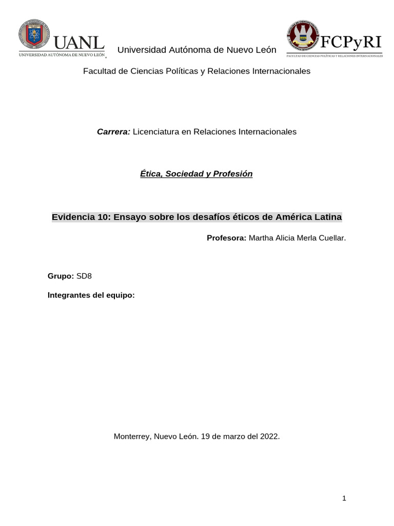 ETICA. Evidencia 7 - Reporte | PDF | México | Ciencias sociales