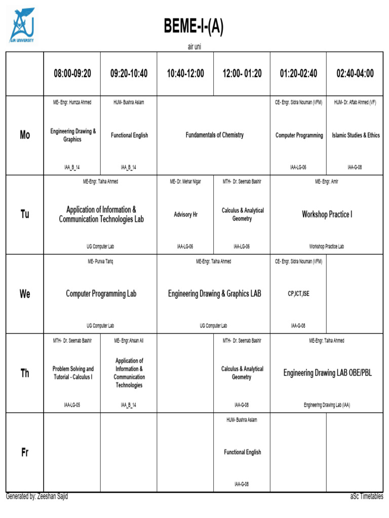 ME Timetable | PDF