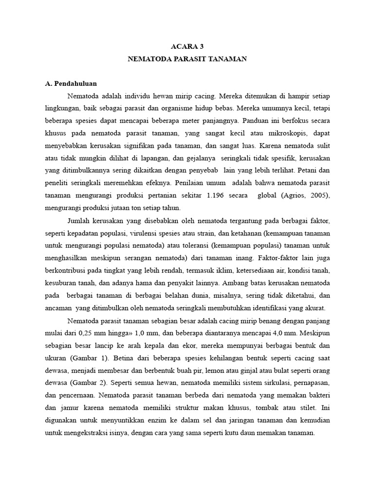 MODUL ACARA 3 NEMATODA (2) | PDF