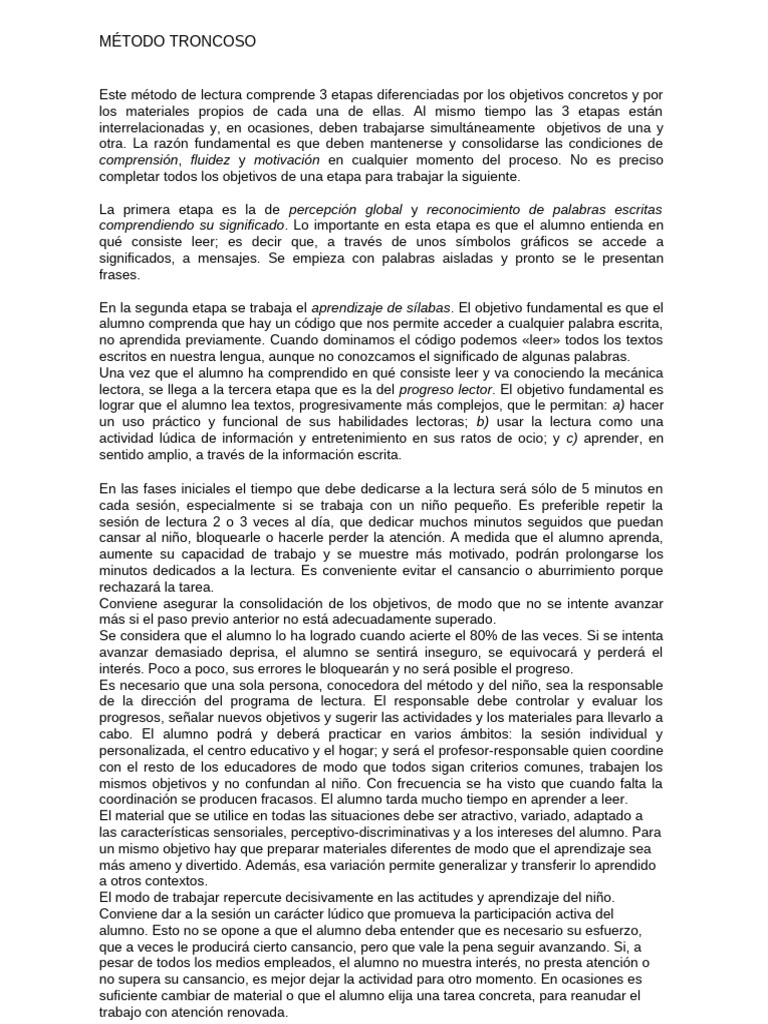 Método Troncoso | PDF | Aprendizaje | Ciencia cognitiva