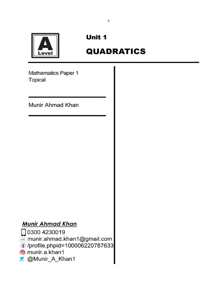 Chapter 1 Quadratics | PDF