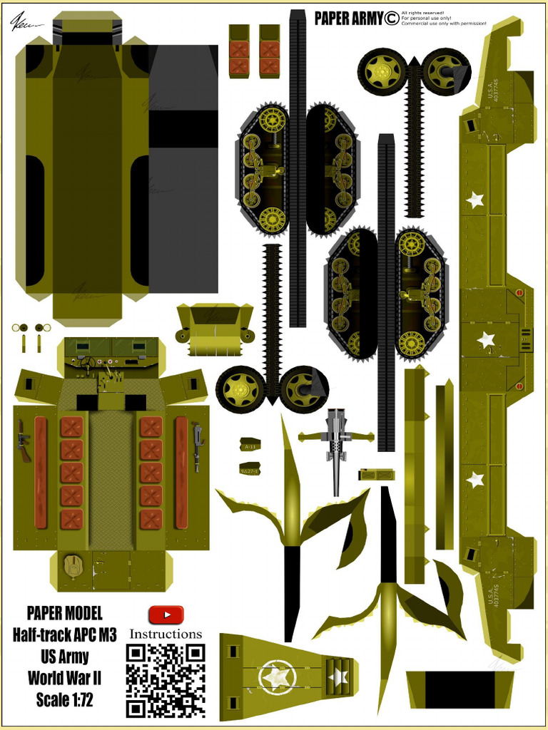 Half Track APC M3 US ARMY WWII Paper Model | PDF