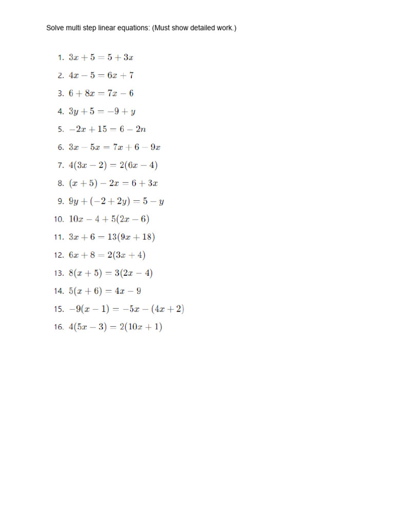 Solve Multi Step Linear Equations 1 Out of 3 | PDF