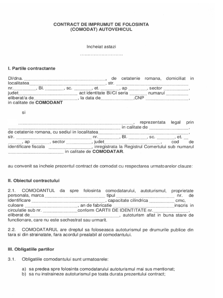 Conctract de Comodat PJ | PDF