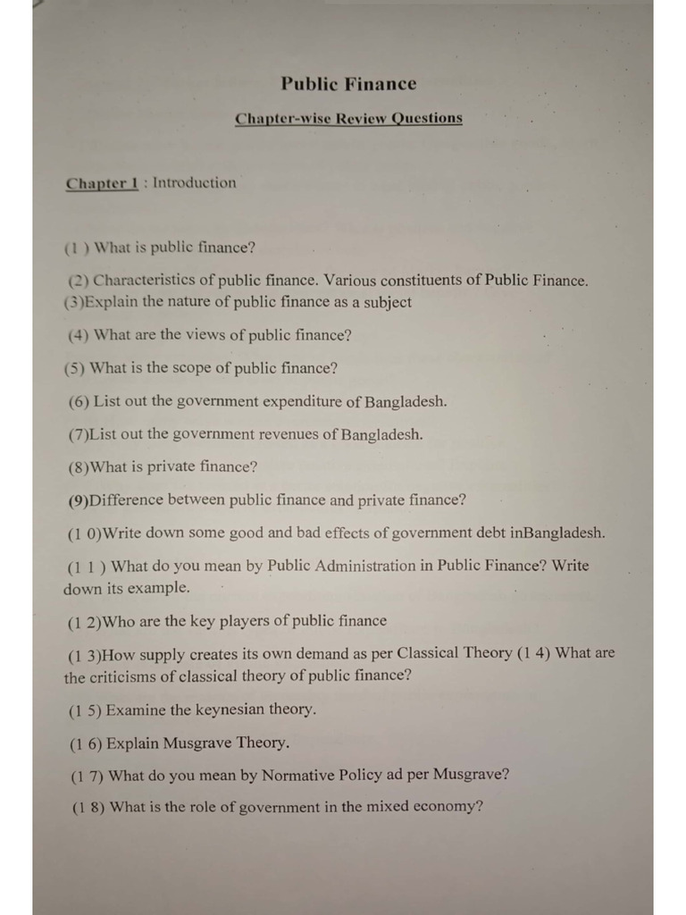 Public Finance (Review Question) | PDF
