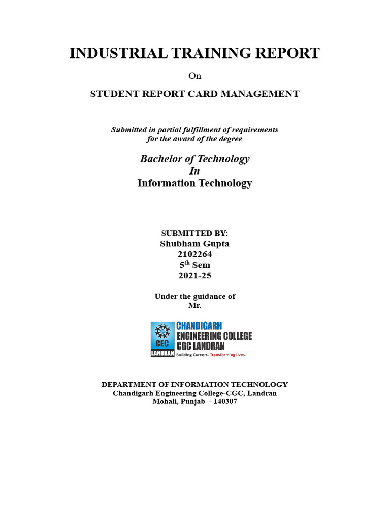 Industrial Training Report | PDF
