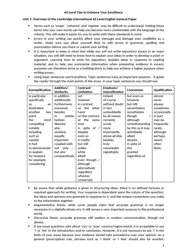 AS Level Tips to Enhance Your Excellence | PDF