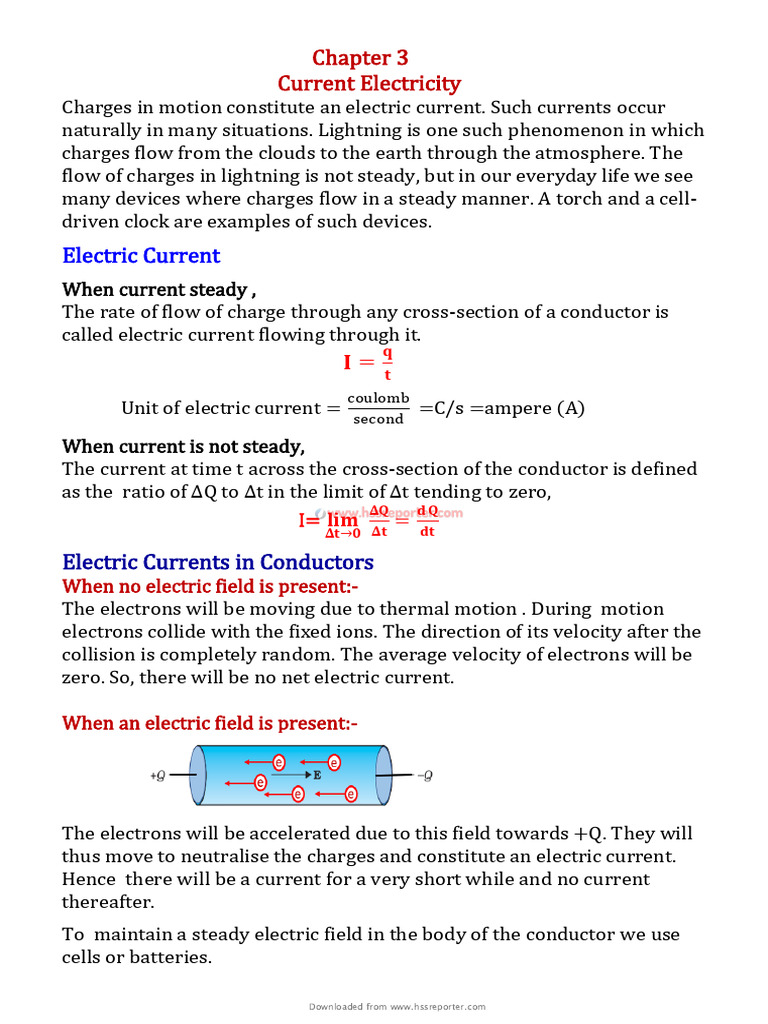 Current Electricity Notes | PDF