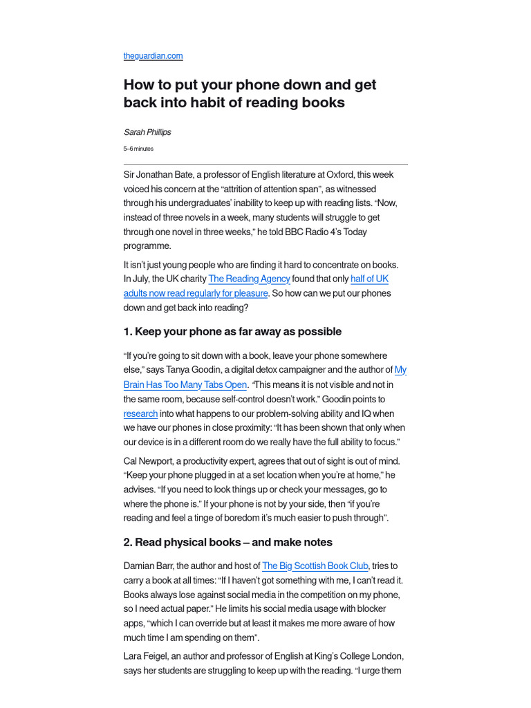 How To Put Your Phone Down and Get Back Into Habit of Reading Books | PDF