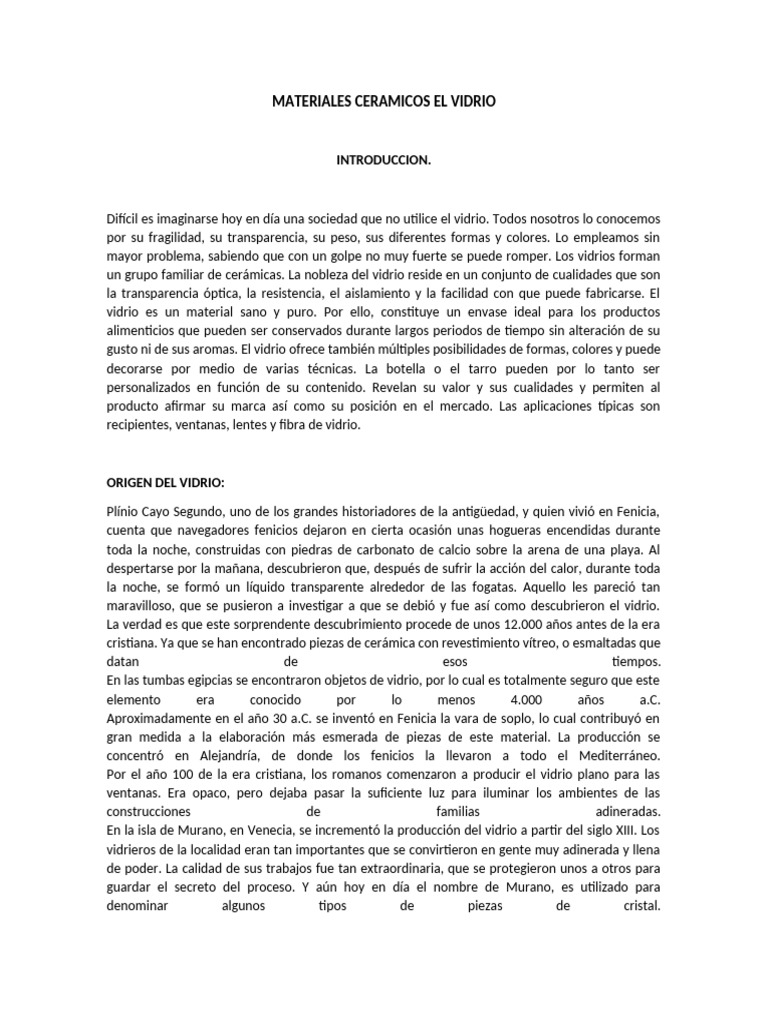 Historia y Composición del Vidrio | PDF | Lentes | Carbonato