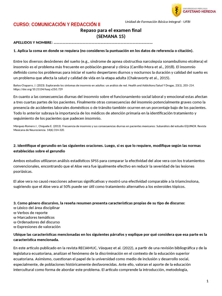 Repaso para El EXAMEN FINAL | PDF