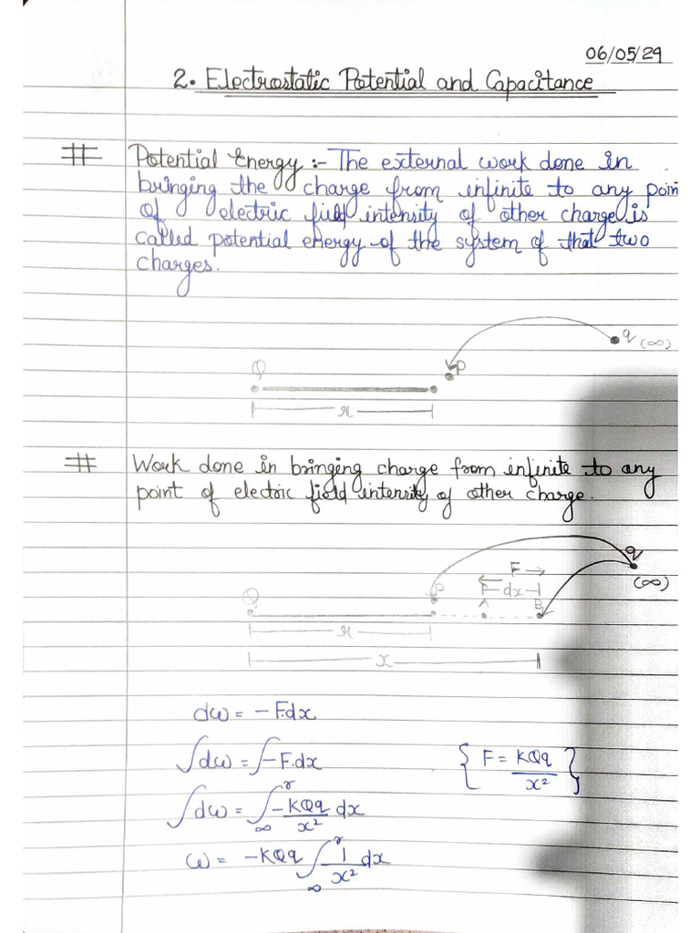 2.2 Coaching Notes Electric Potential and Capacitance | PDF