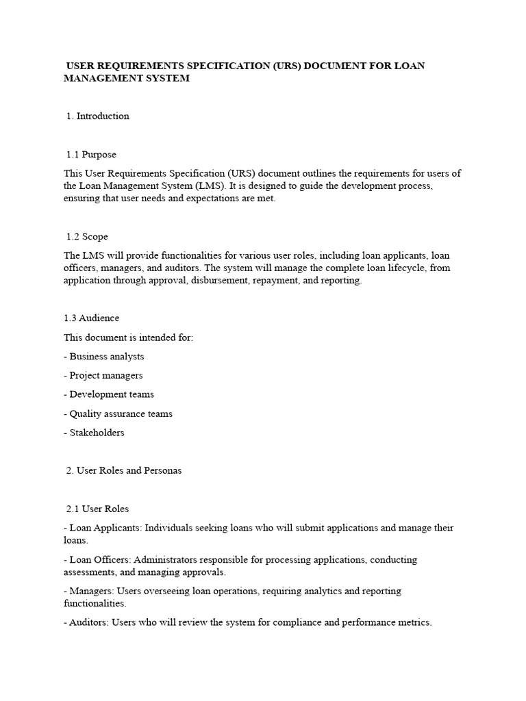 User Requirements Specification | PDF