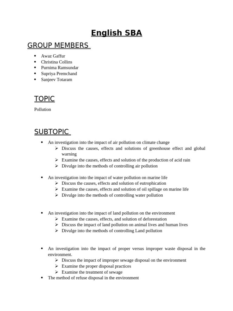 English SBA | PDF