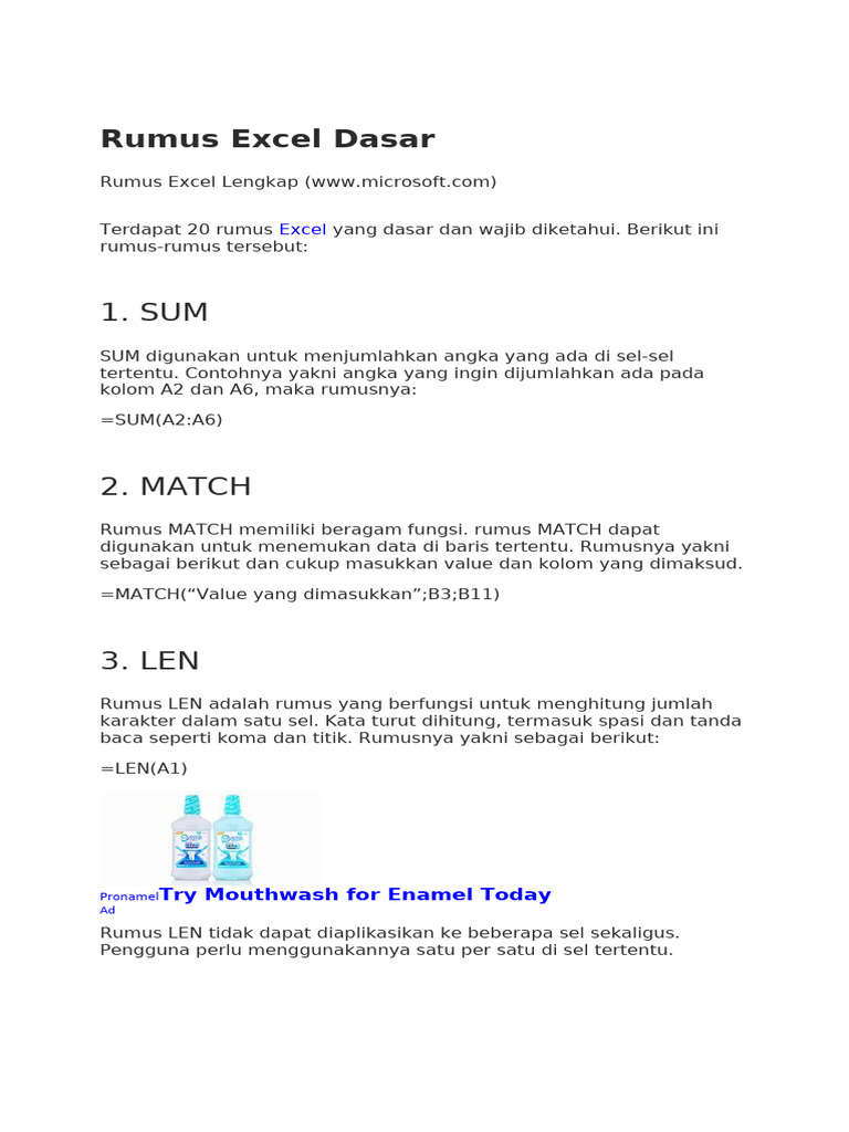 Rumus Dasar | PDF | Komputer | Metode & Bahan Ajar