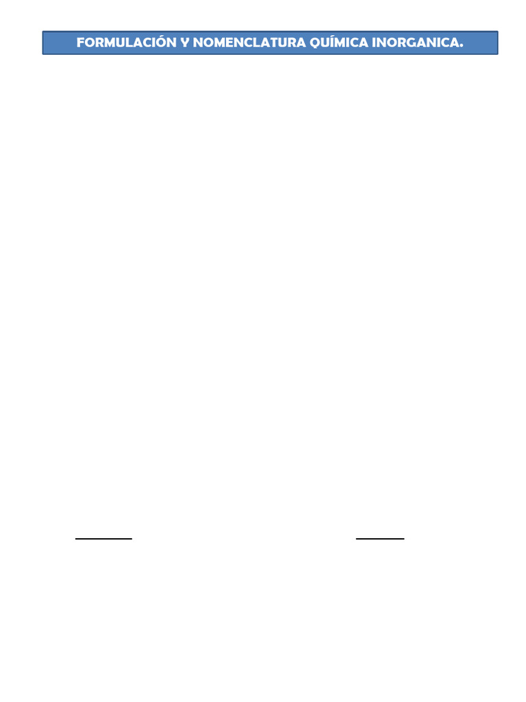 Actividades FORMULACIÓN QUÍMICA INORGÁNICA Nuevo | PDF