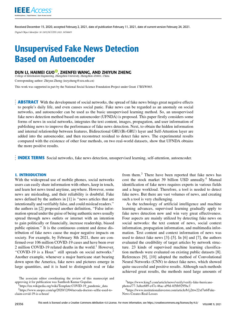 Unsupervised Fake News Detection Based On Autoencoder-2 | PDF | Receiver Operating ...