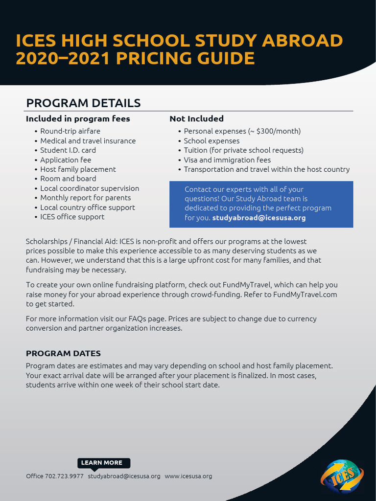 ICES Study Abroad Pricing Guide 2020 2021 | PDF | Technology ...