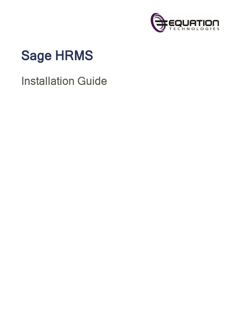 Sage HRMS Installation Guide | PDF | Installation (Computer Programs) | Microsoft Windows