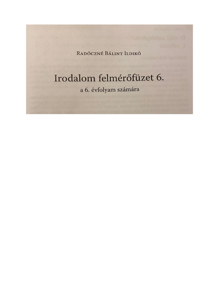 Felmérő 6 Osztály Magyar | PDF