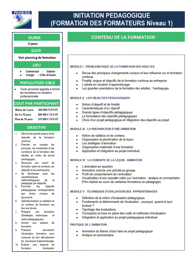 Fiche-de-formation-INITIATION-PEDAGOGIQUE-revise | PDF