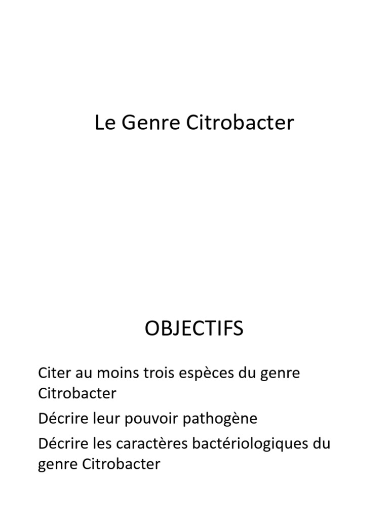 Le Genre Citrobacter | PDF