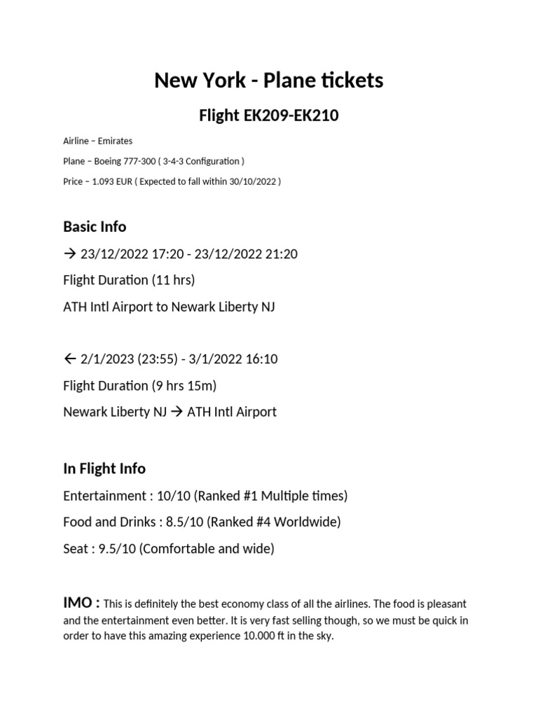 Flight EK209 EK210 | PDF