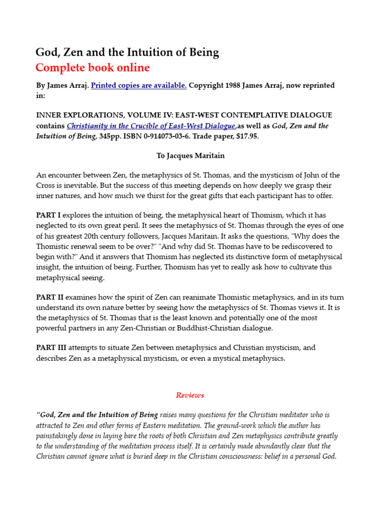 God, Zen and The Intuition of Being | PDF