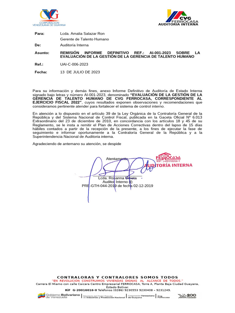 Informe Definitivo GTH Junio 2023 | PDF