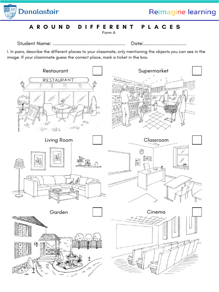 Lesson 3 Worksheet Around Different Places | PDF