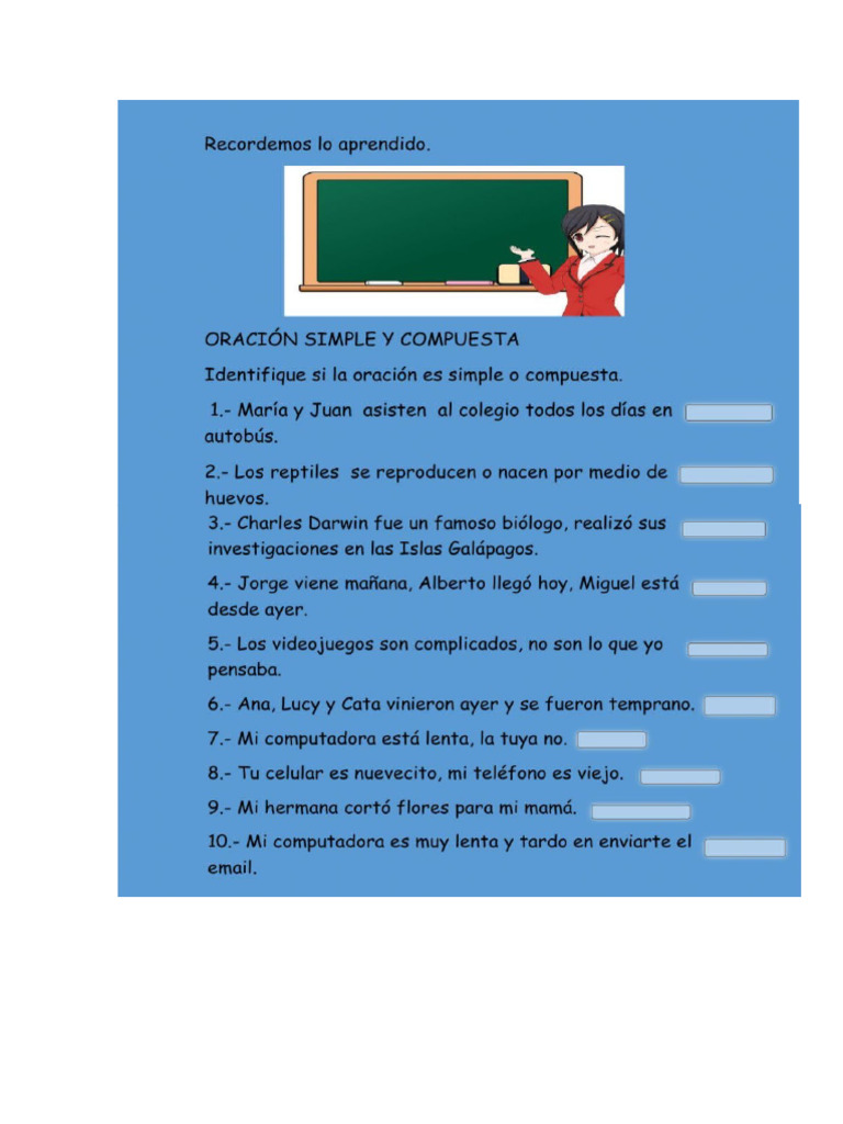 Guia Oraciones Simples y Compuestas 2 | PDF