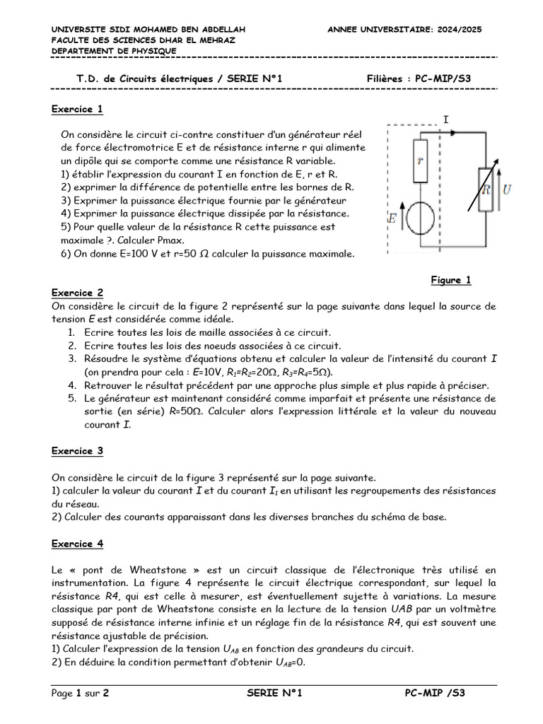 TD1 Circuits Electriques | PDF