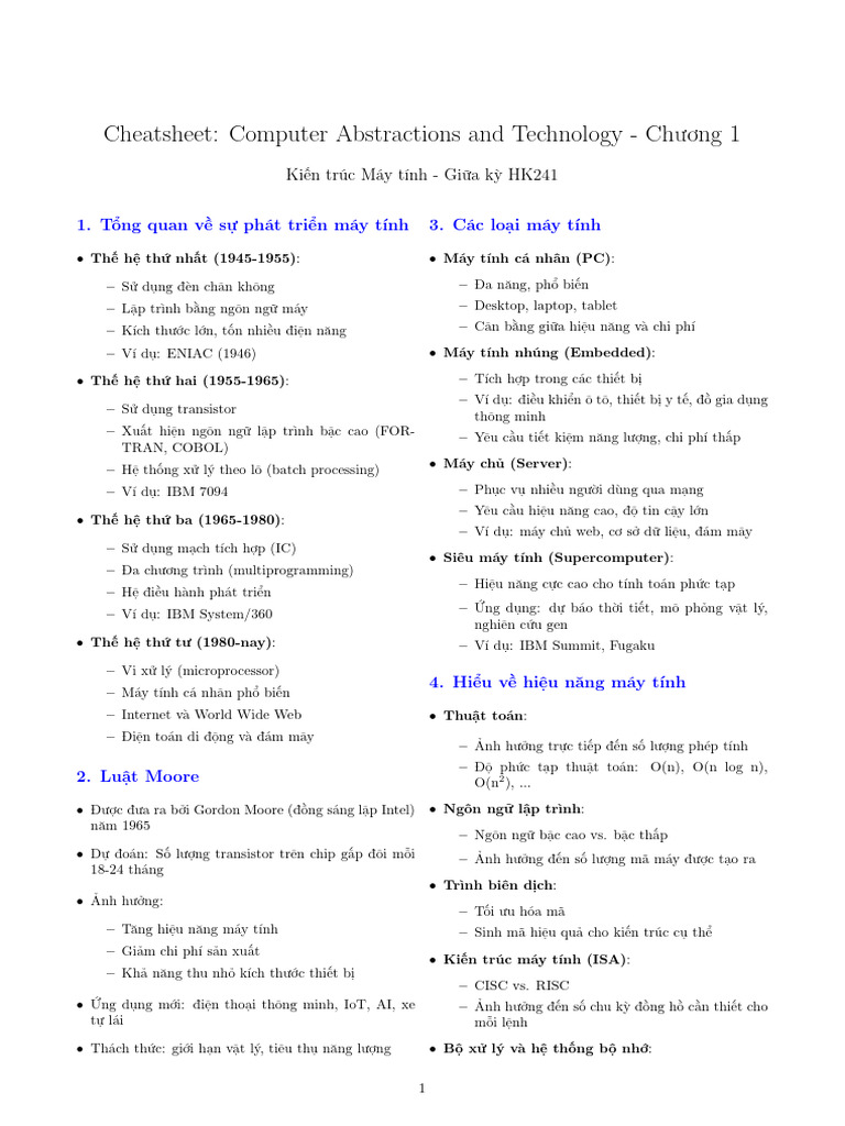 C1 - Computer Abstractions and Technology | PDF