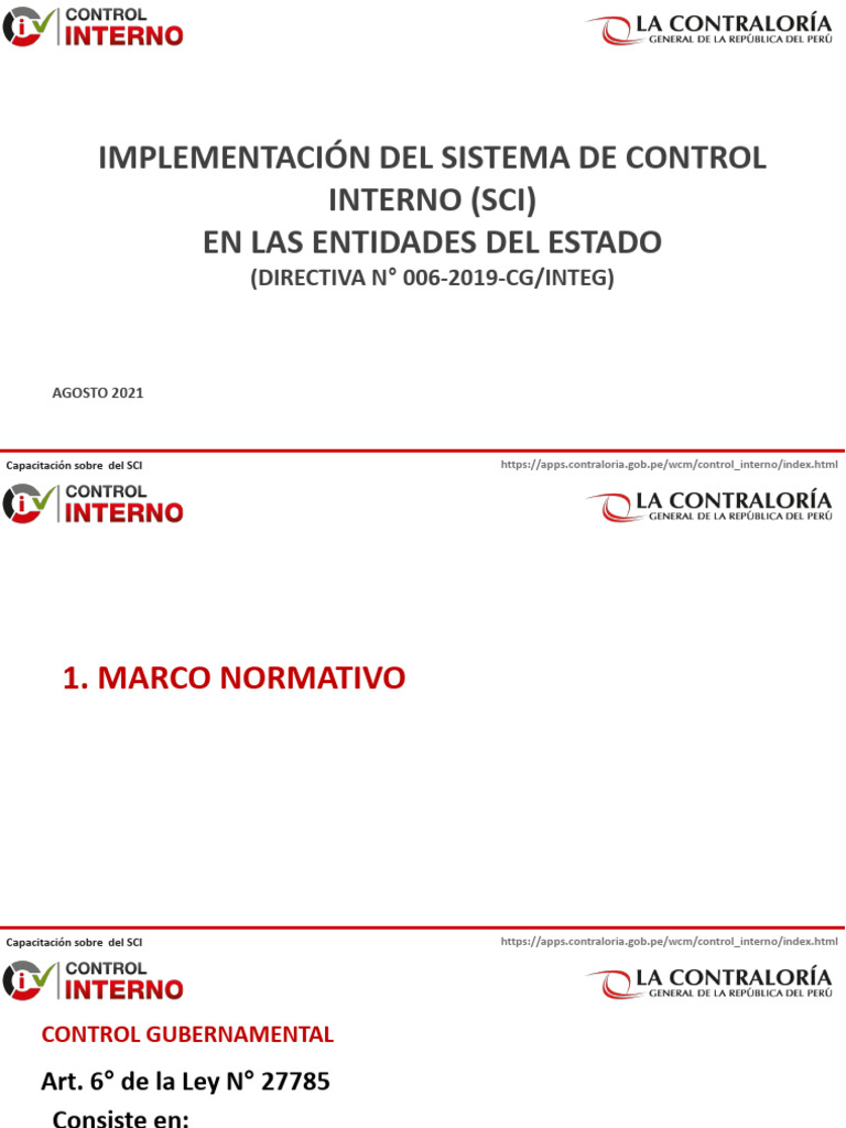 Implementación Del Sistema de Control Interno (Sci) en Las Entidades ...