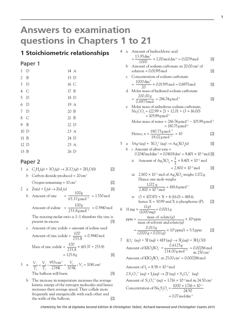 Answers to Examination Questions | PDF
