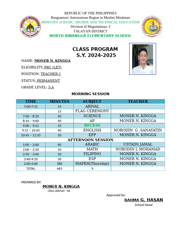 Class Program 6a2023-2024 | PDF