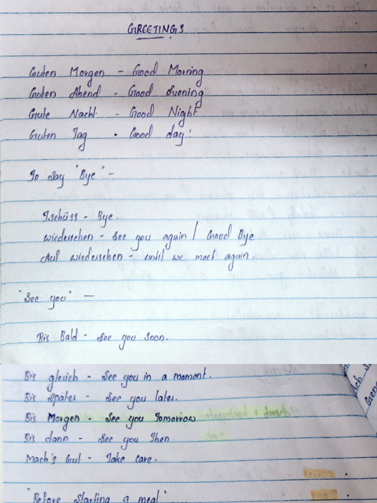 German Basic A1 Notes 08 Important Daily Phrases and Emotions | PDF