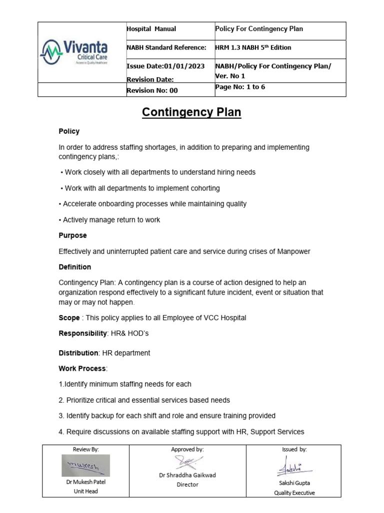 Contingency Plan | PDF