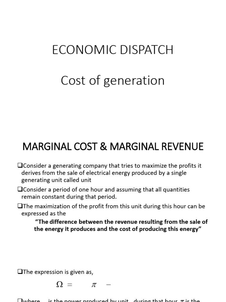 Lecture 2 - Cost of Generation | PDF