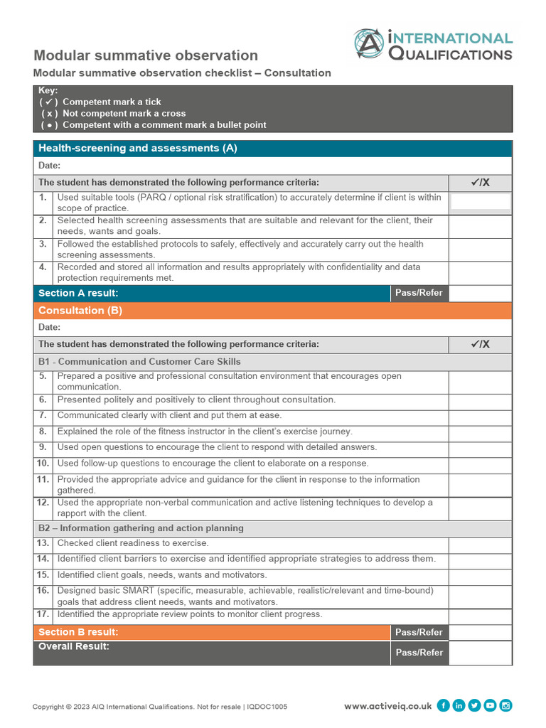 Observation Checklist Consultation EDIT | PDF