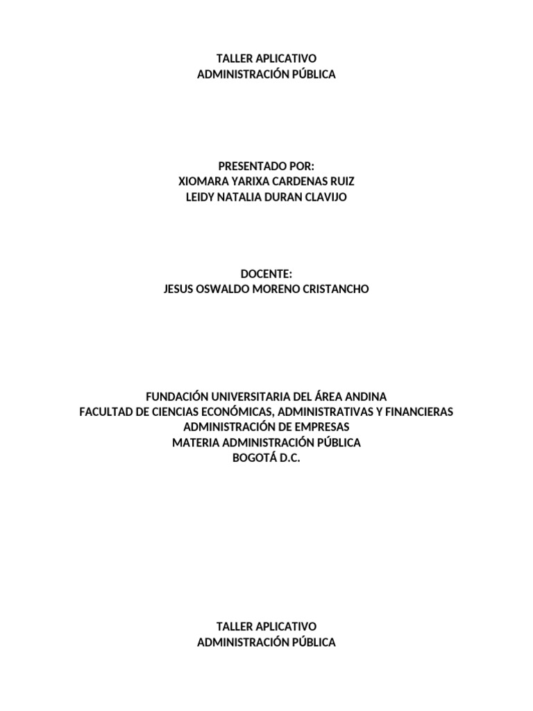 Taller Aplicativo Admon P. | PDF