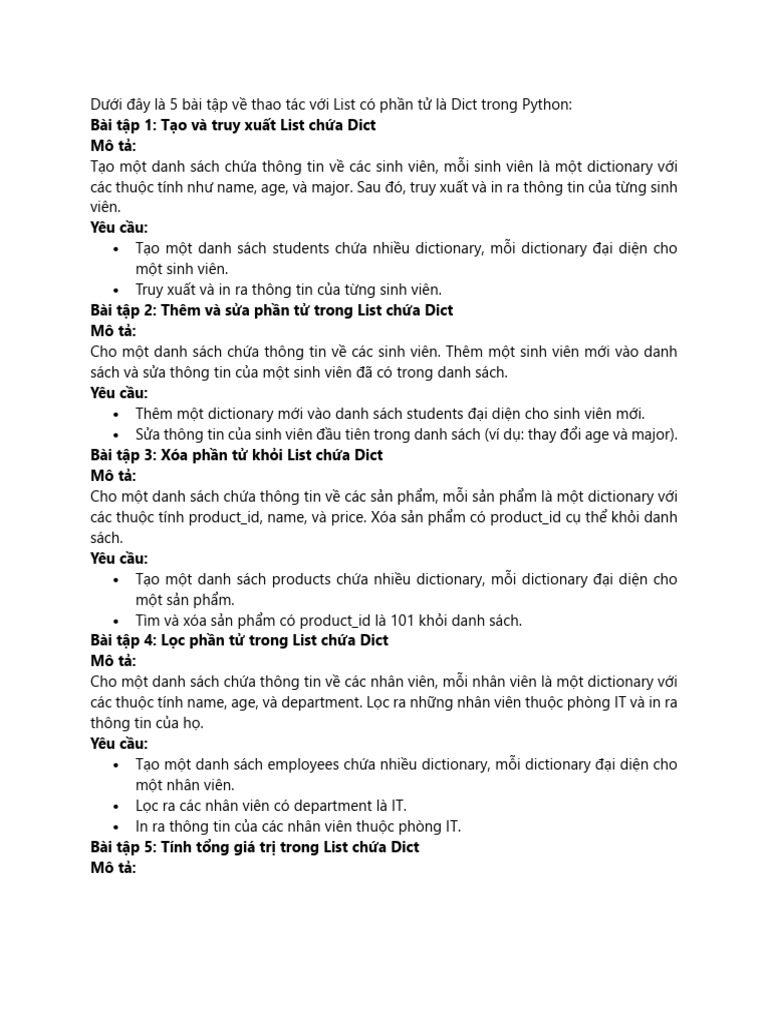 Dict Exercises | PDF